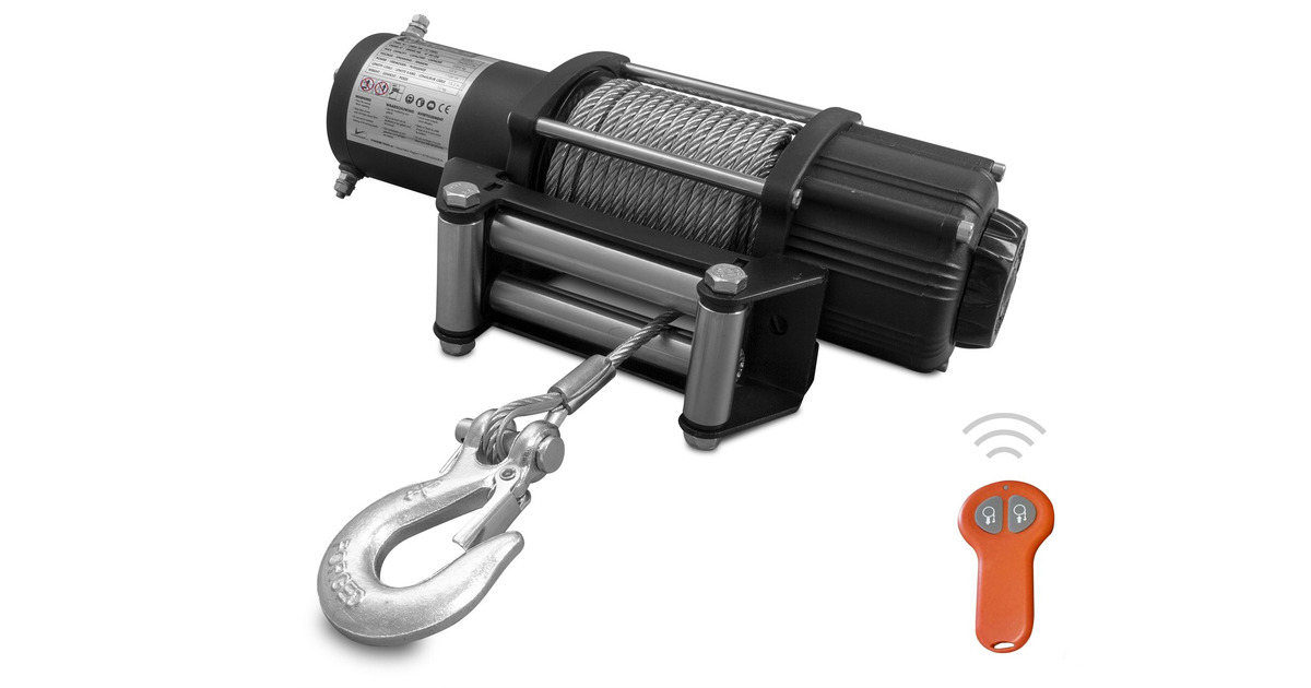 Treuil électrique 12V 2268 kg 15,2m avec télécommande radio MW Tools MW ...